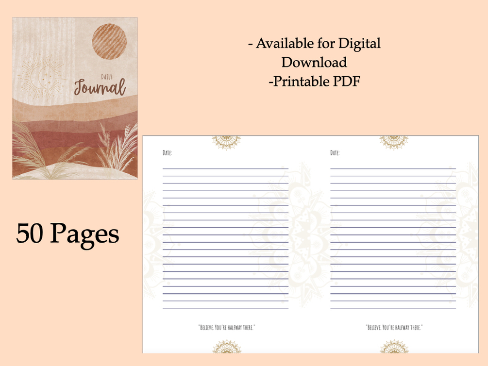 BOHO Daily Journal Digital Download - 50 Pg