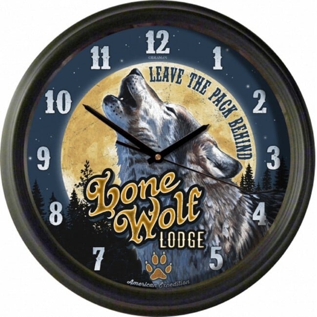 Vintage Lone Wolf Lodge Clock