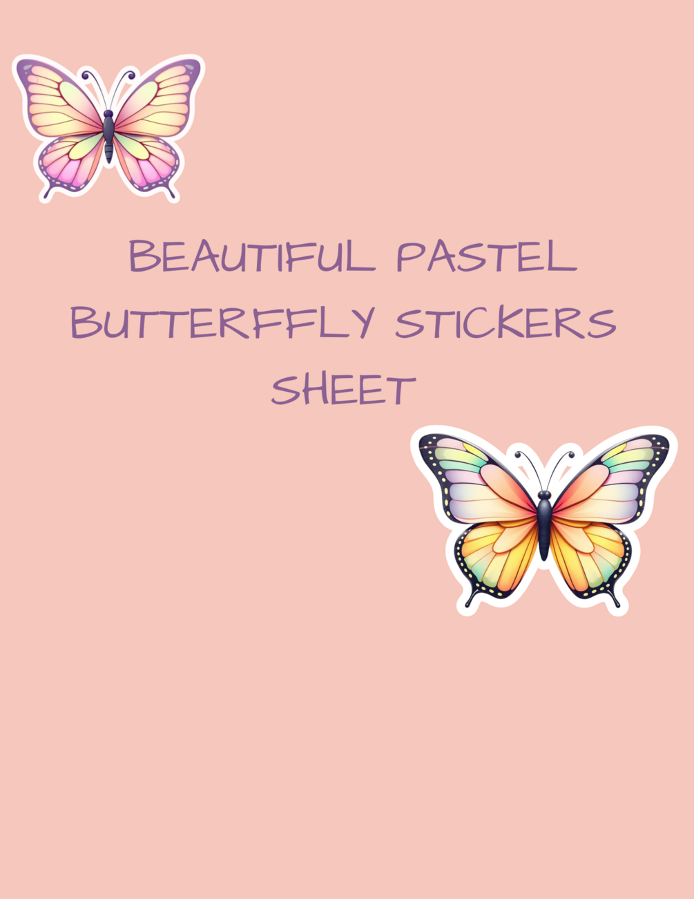 PASTEL BUTTERFLY STICKER SHEET PRINTABLE