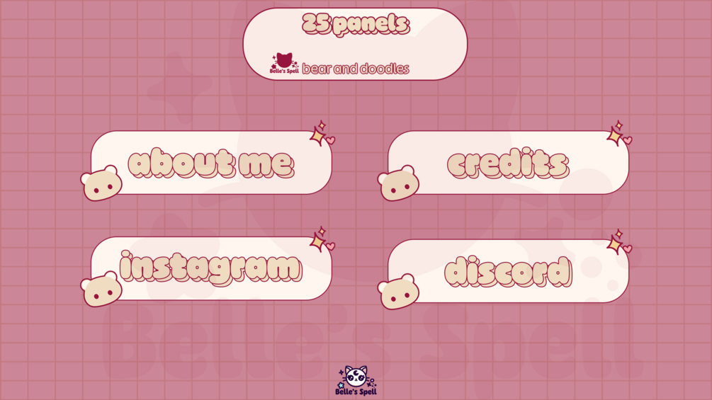 stream overlay package | bear and doodles | cute | pastel