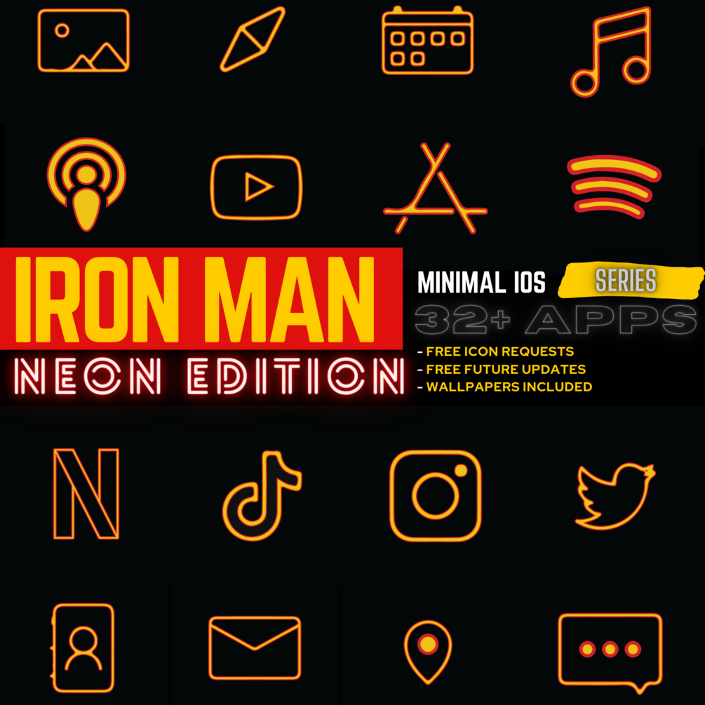 Ironman iOS 16 "36" App Icon Pack Minimal Design Style for iPhone