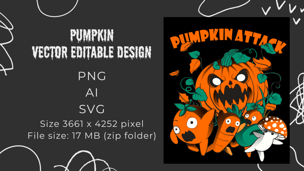 Illustration of Attack Pumpkin – Editable Vector