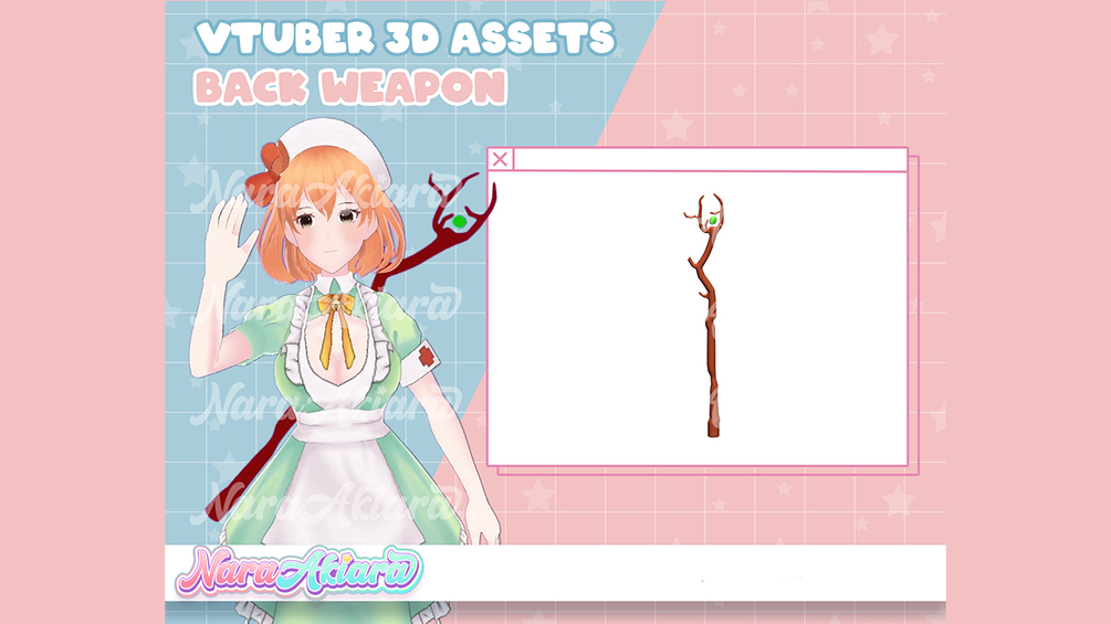 3D Vtuber Assets Witch Wand Weapon V2 Vroid Commission, 3D assets ready ...