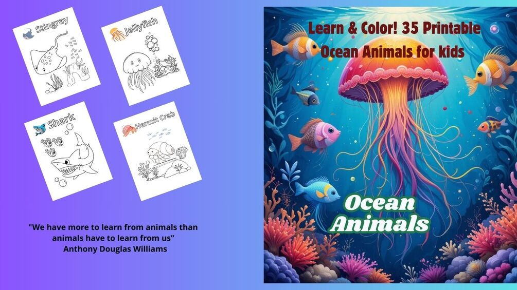 Learn & Color! 35 Printable Ocean Animals for kids