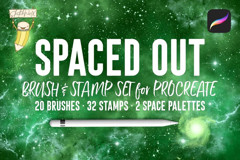 Spaced Out Brush & Stamp Set for Procreate