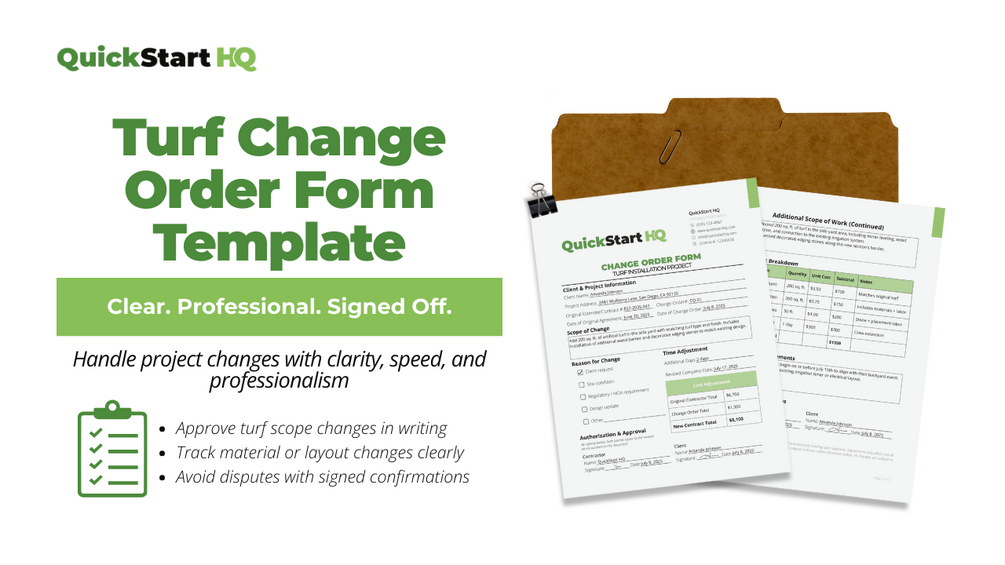 Change Order Form Template – Artificial Turf Contractor Edition