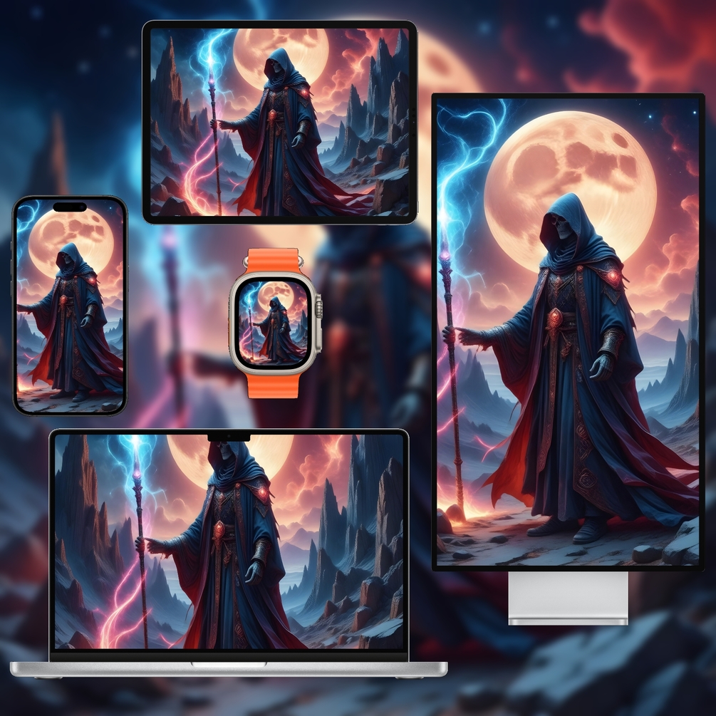 Epic Fantasy Mage Wallpaper – Mystical Surreal Landscape with Glowing ...