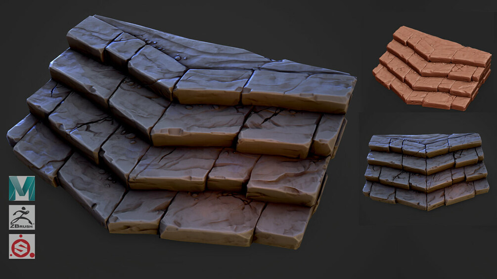 Stylized Stairs - Zbrush 2020 , Maya, Substance Painter Videos