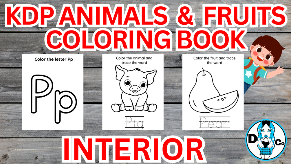 Animals & Fruits Alphabet Coloring Book Interior for KDP | A-Z Fun ...