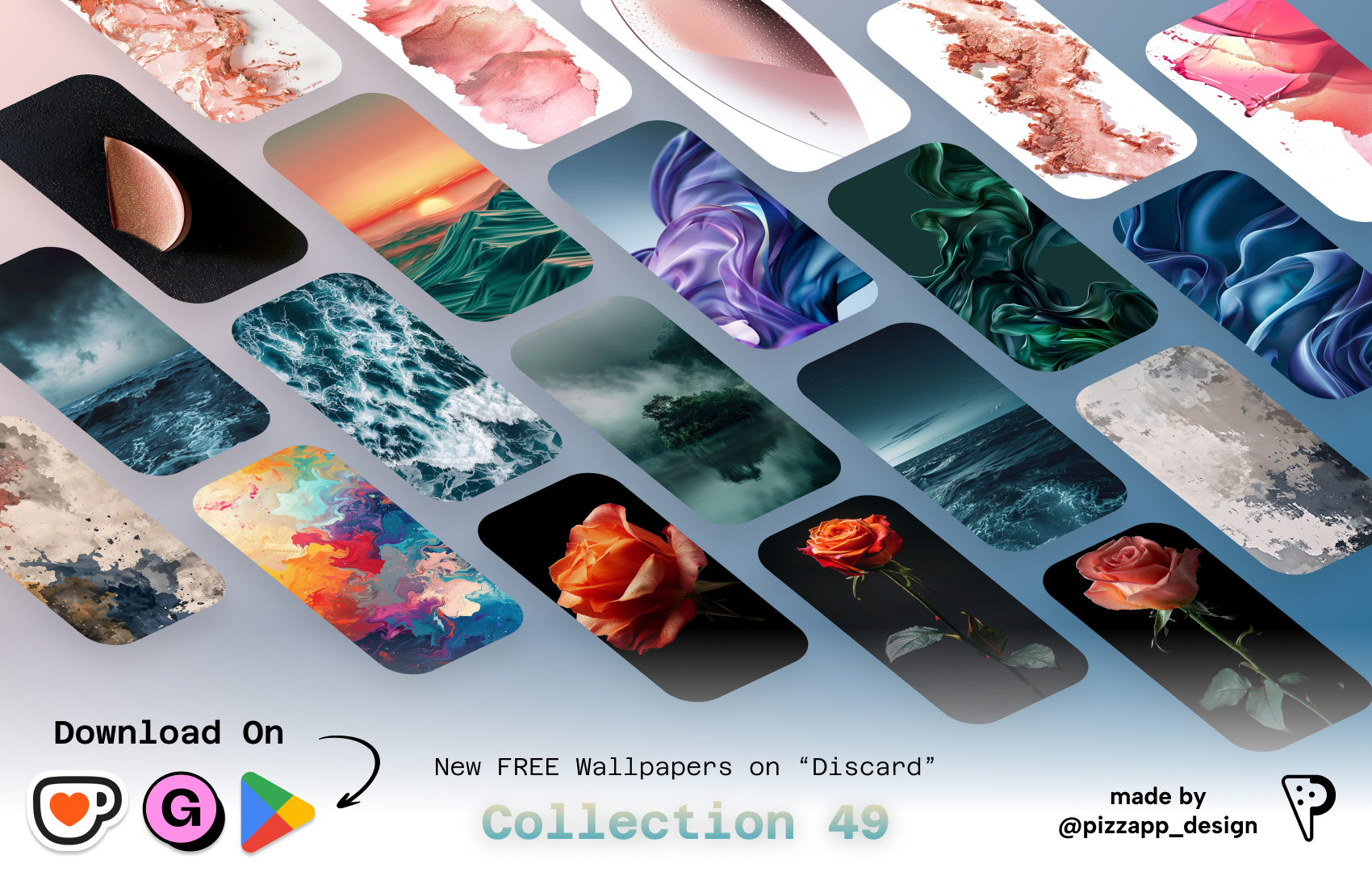 👉🏻 Collection 49 - NEW FREE Wallpapers {Available on Discard} - PizzApp Design