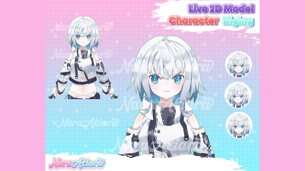 Vtuber Model and Rigging Anime Girl with Silver Hair Premade, Live2d ...