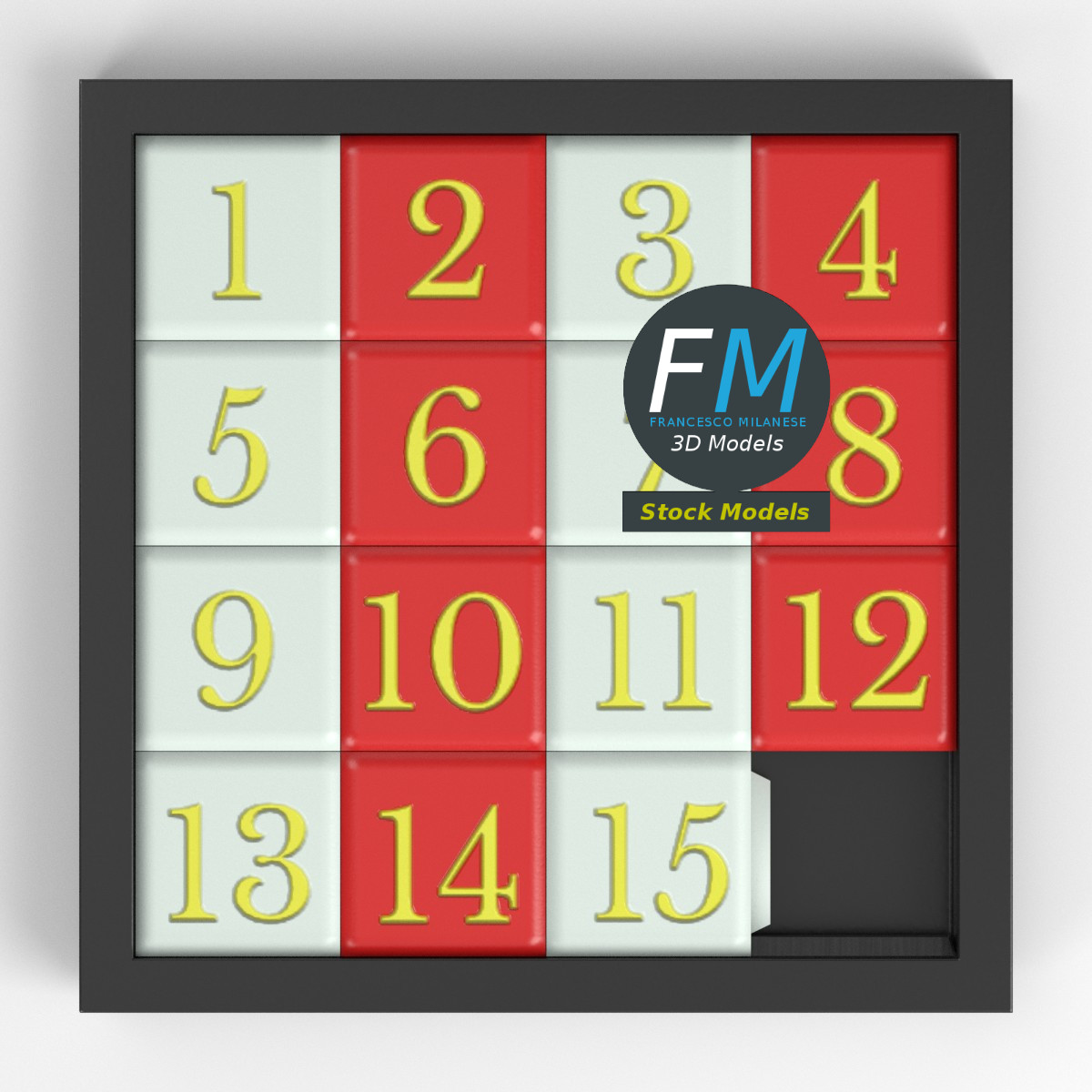 3D MODEL - Game of fifteen 15 puzzle