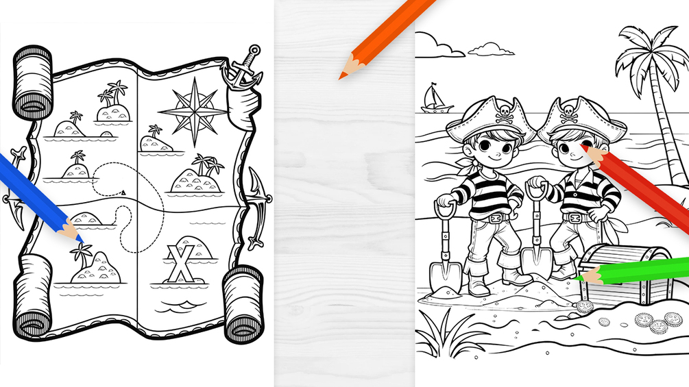 Coloring Pages: Pirate Adventures | 30 Thrilling Pages for Young Pirates