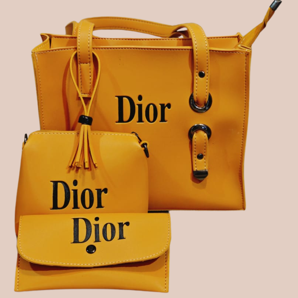 Luxury Yellow Dior-Inspired Handbag Set - Elegance Redefined! 👜