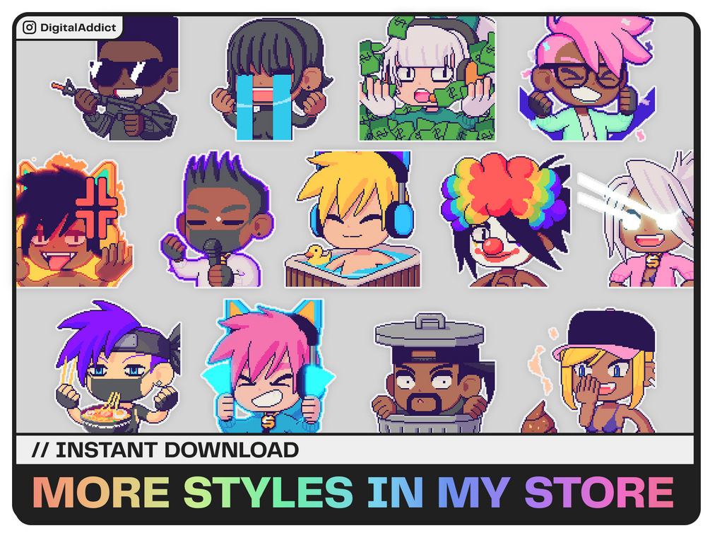 Blue Haired Gamer Girl Emote Pack