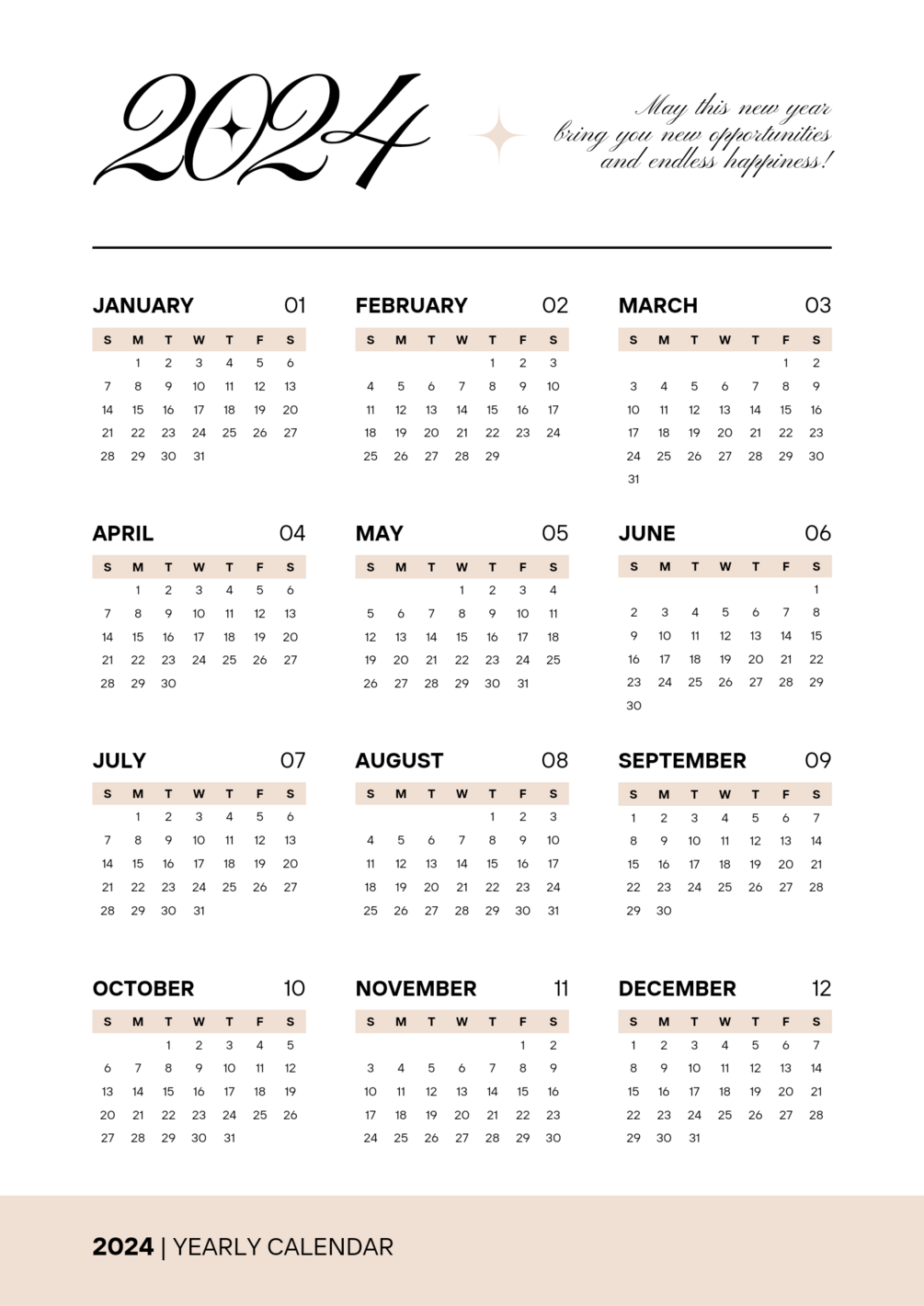 Aesthetic Minimalist 2024 Calendar