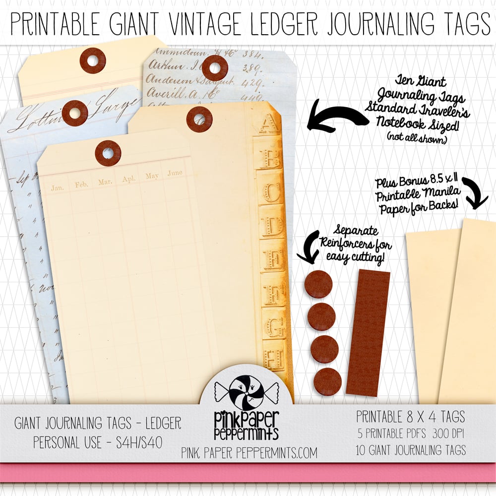Vintage Ledger | Giant Journal Tags
