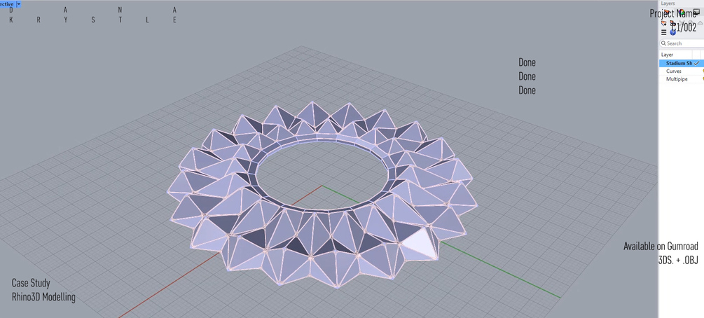 Stadium _ 3D CASE STUDY MODEL [3DS. + .3DM] + RHINO FILE INCLUDED