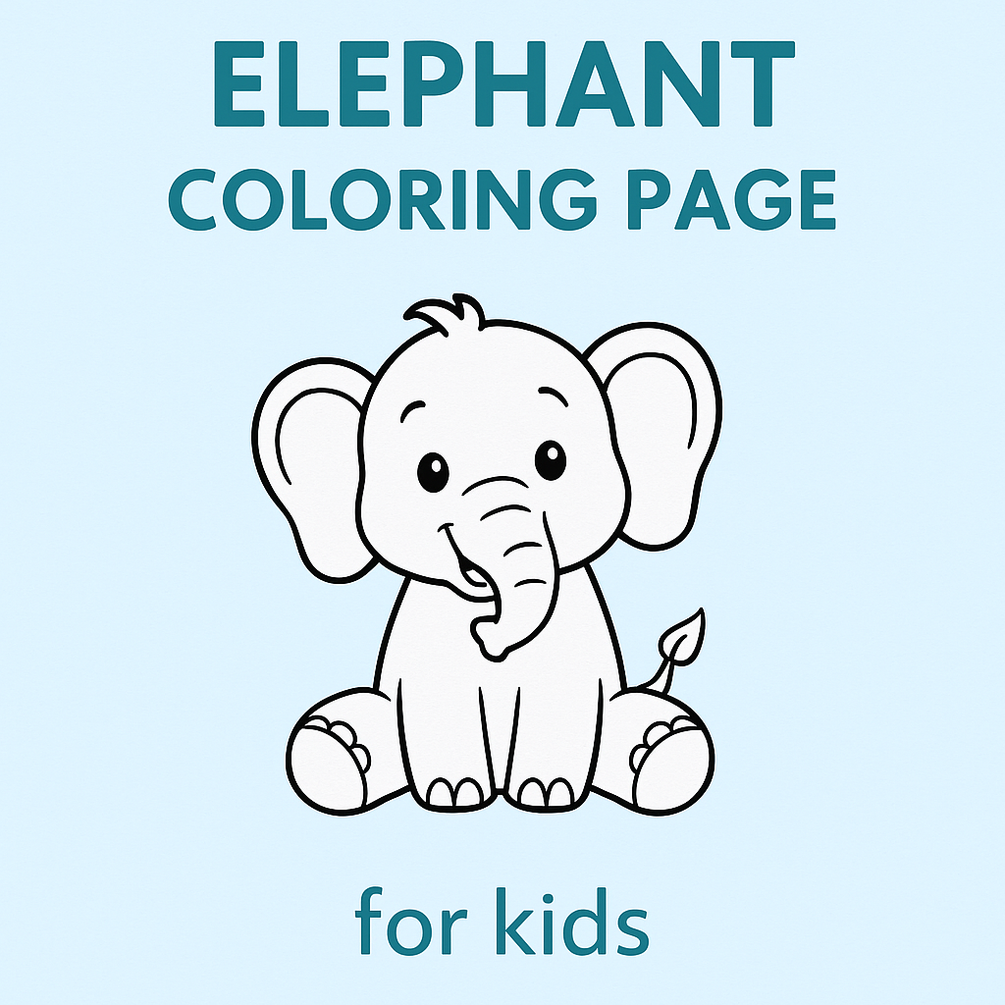 Cute Elephant Coloring Page – Printable for Kids