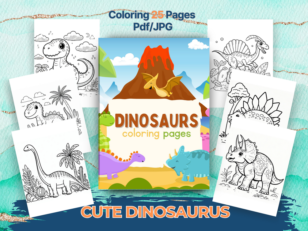 Dinosaurs Coloring Worksheets - 25 Pages Printable Dinosaur Activity ...