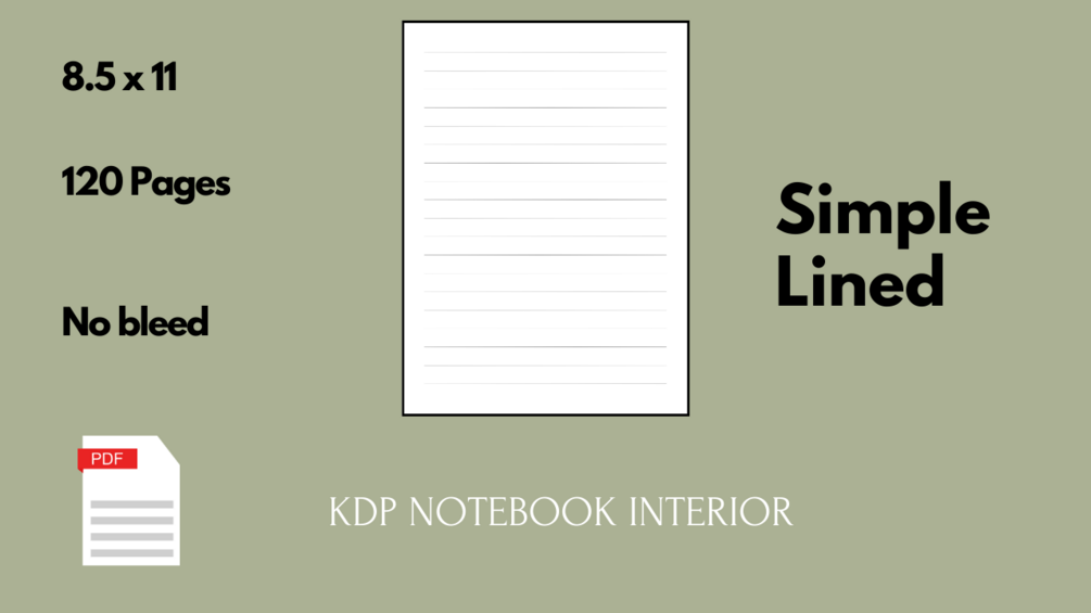 8.5 x 11 Simple Lined Notebook Interior KDP