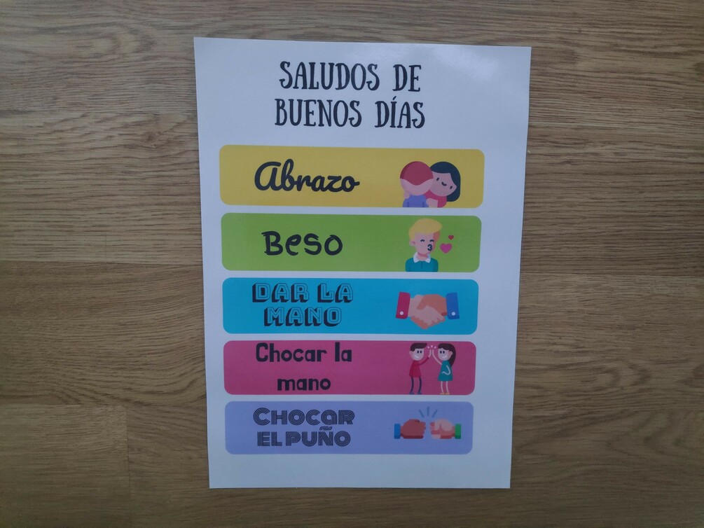 Cartel para rutina de saludos