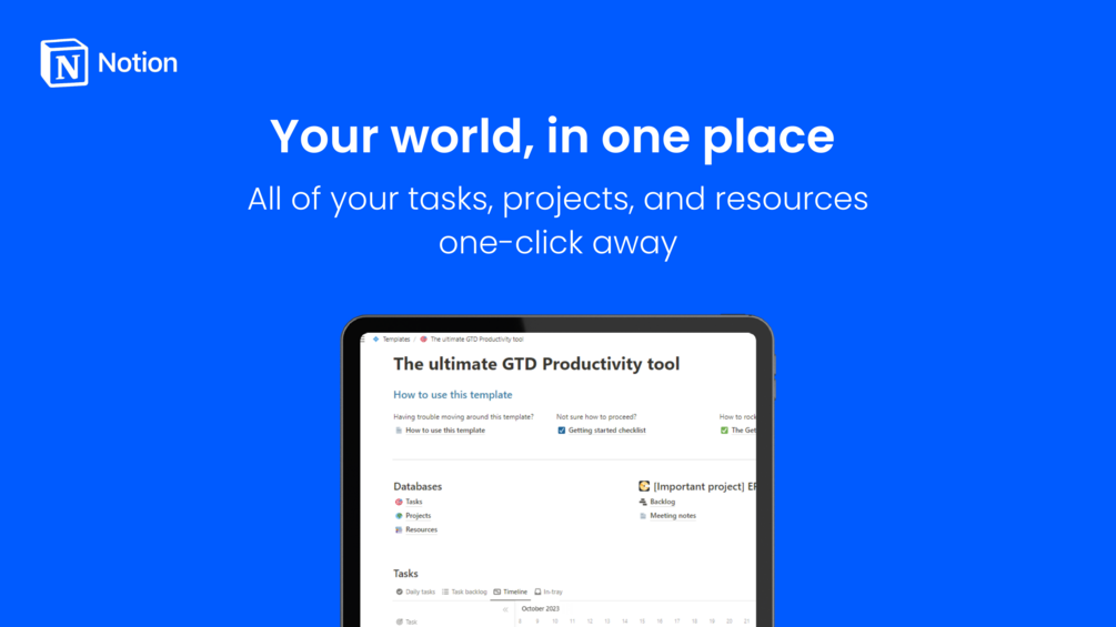 The ultimate productivity Notion template — GTD method