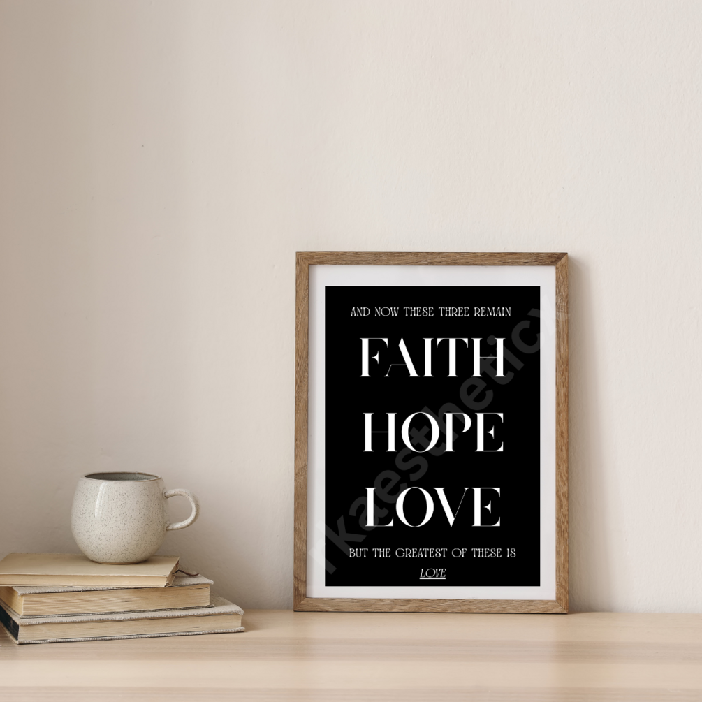 Faith Hope Love Printable - Bible Verse Wall Art - 1 Corinthians 13:13 ...