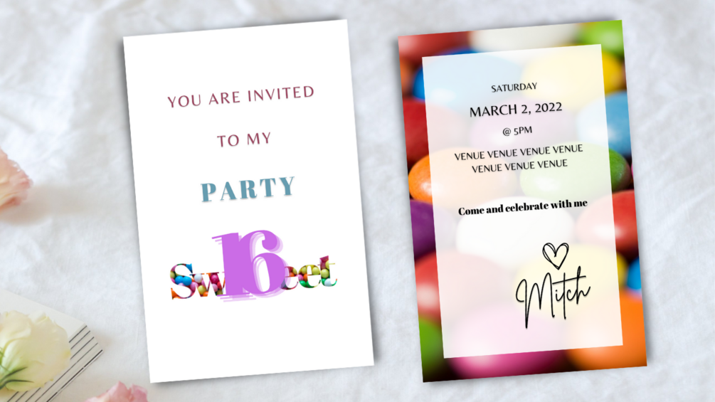 Sweet 16 Invitation Card Template Canva