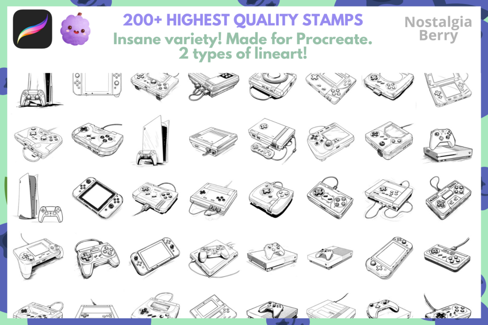 Procreate Stamps: 200+ Gaming Console Stamps, Including Retro & Modern Consoles (Atari, Nintendo ...