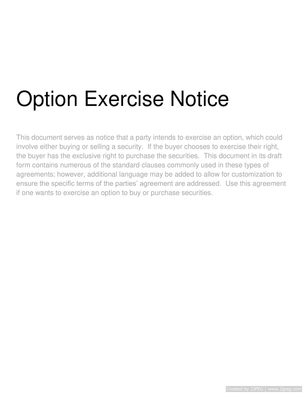 Option Exercise Notice