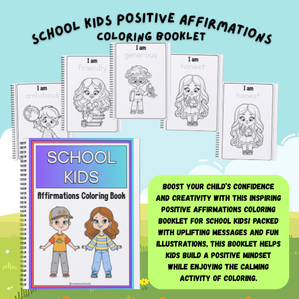 Positive Affirmations Coloring Book for School Kids: Fun and Uplifting ...