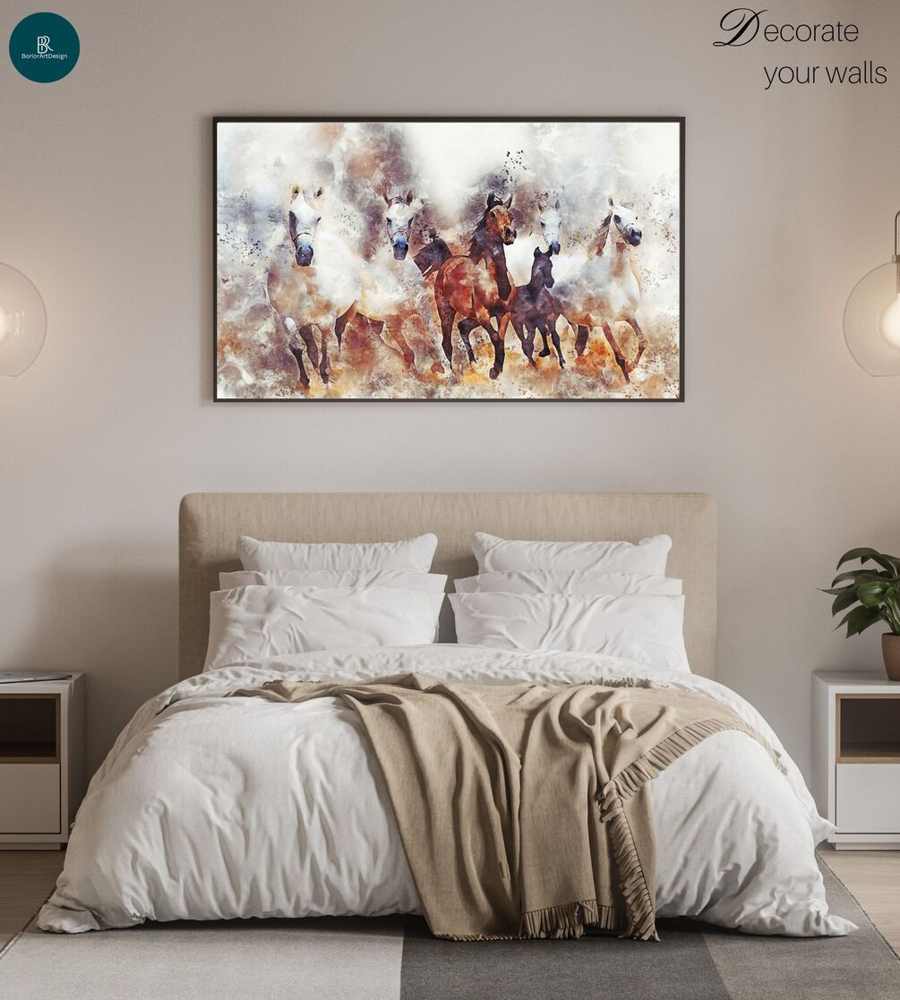 Art Chevaux en Liberté | Peinture Galop Dynamique | Décoration Murale ...