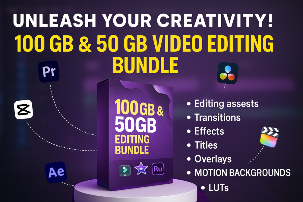 100GB + 50GB Ultimate Video Editing Bundle for Mobile & PC – LUTs ...