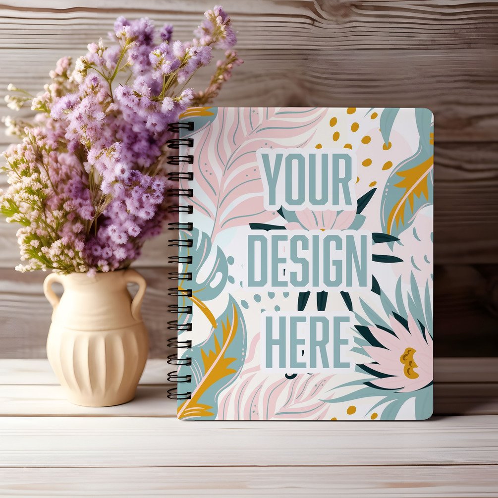 Notebook Mockup in Bohemian Floral Setting | Photoshop PSD Mockup ...
