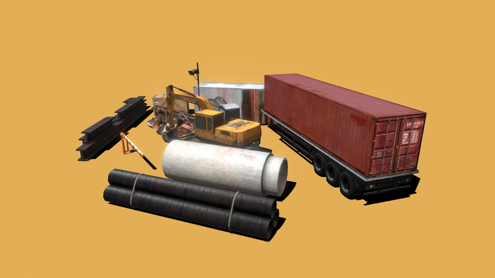 (FREE PRODUCT) Realistic Construction Site Pack Low Poly 3D Model