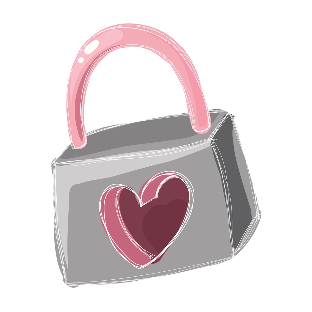 Cute Love Lock Png file for Shirt, Valentine Stickers, Retro Love Png ...