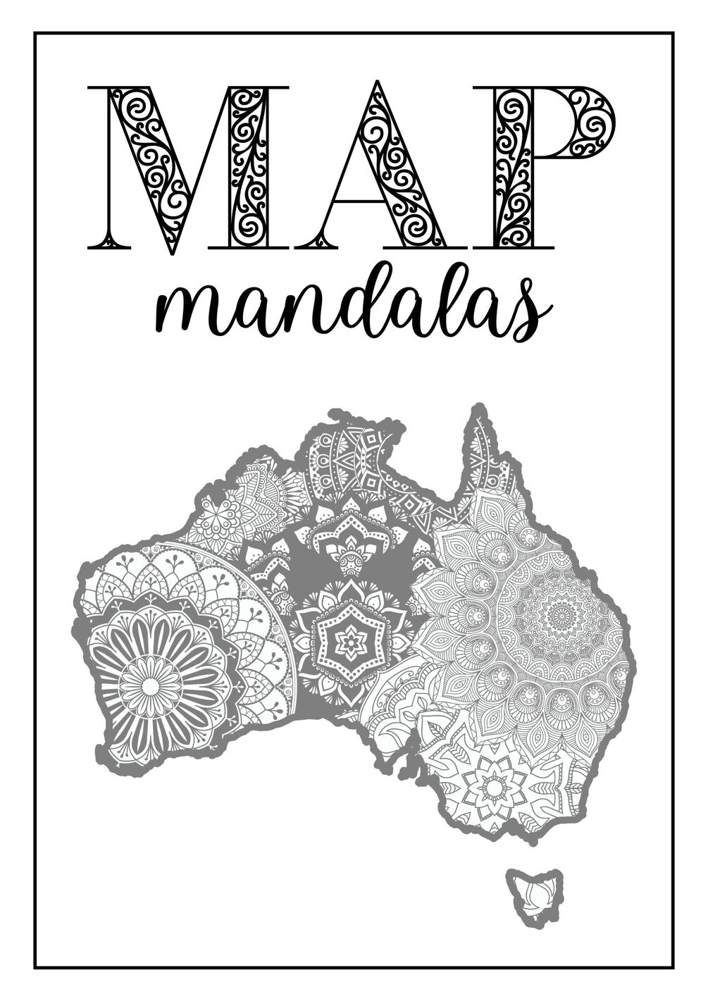 Black White Map Mandala Coloring Pages Worksheet