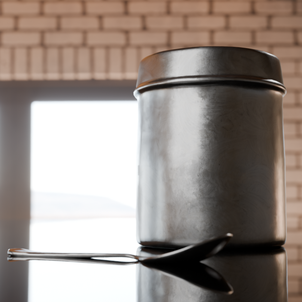Free Metal Container & Spoon 3D Model – Blender + FBX + OBJ