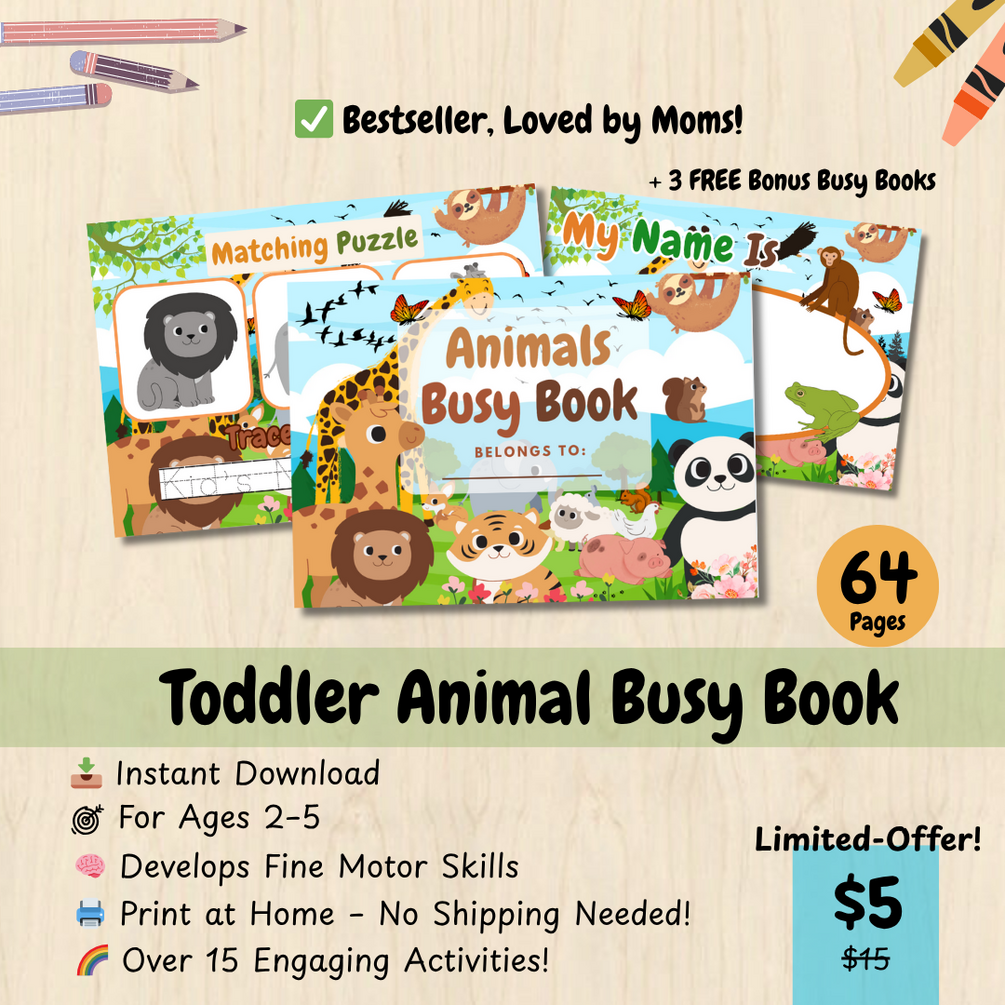 Toddler Busy Book Animal Theme