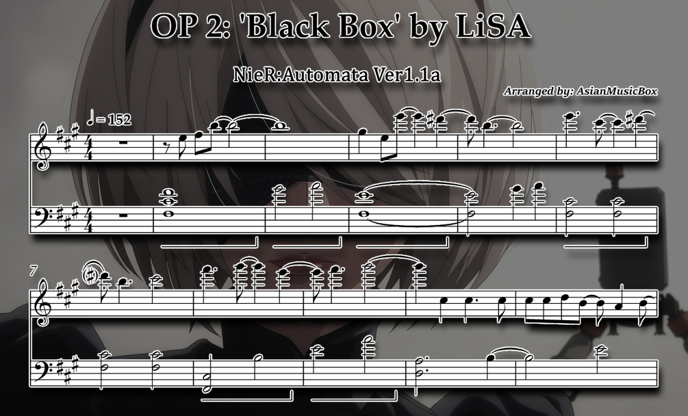NieR:Automata Ver1.1a OP2 - 'Black Box' - LiSA [Piano Sheet Music / MIDI / WAV]