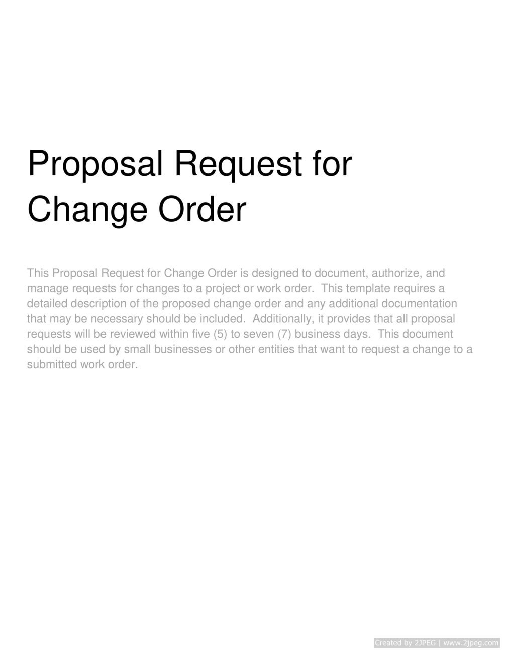 Proposal Request for Change Order