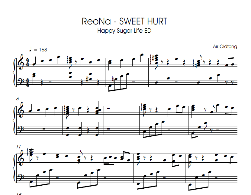 Happy Sugar Life ED SWEET HURT (PIANO SHEET)