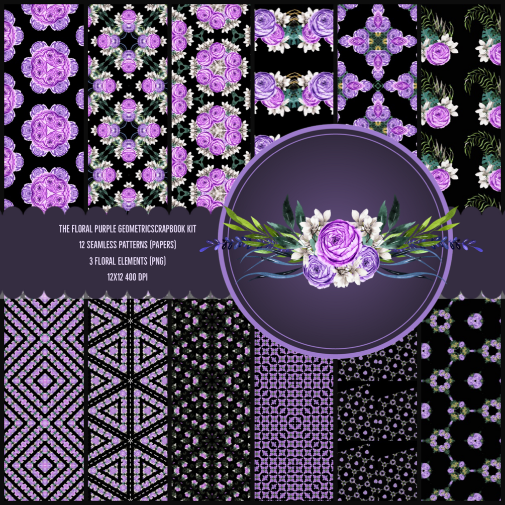 PDZ Unique Purple Floral Scrapbook Kit 1