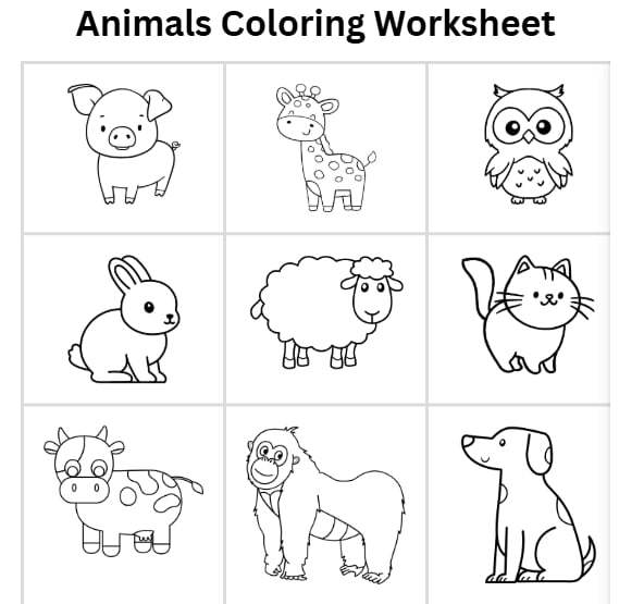 Animals Coloring Worksheet