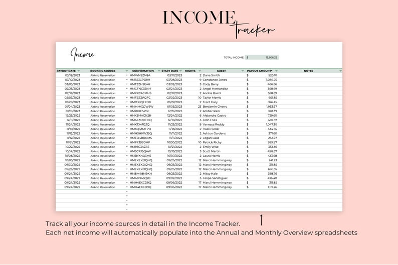 Airbnb Tracker Vacation Rental Property Bookkeeping, Airbnb Bookkeeping ...