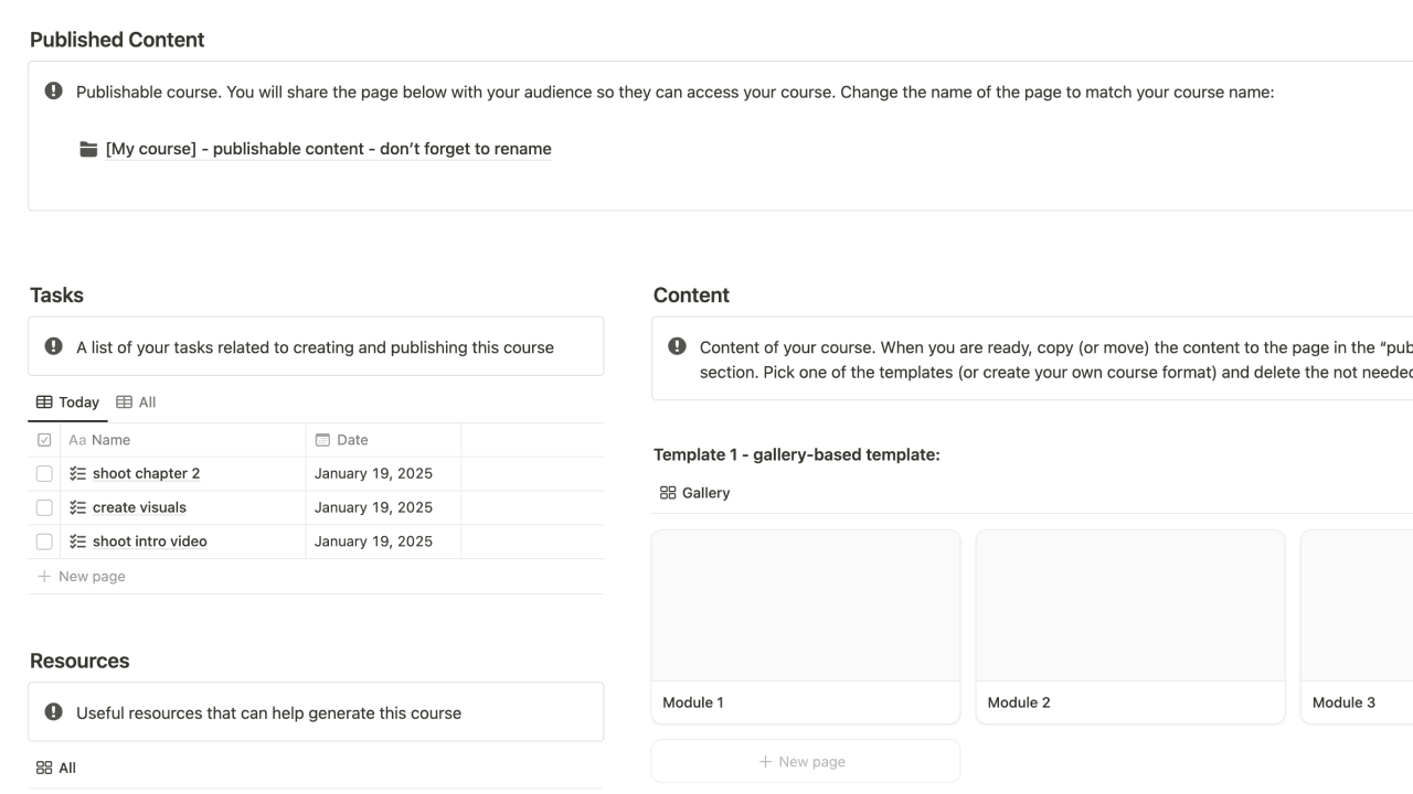 Notion Course Creation System