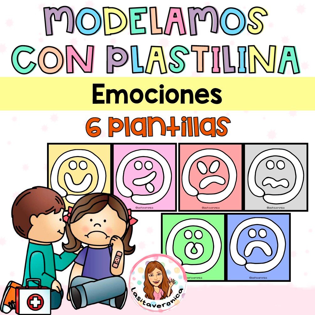 Modela con plastilina las emociones / Emotion Playdough mats. Spanish
