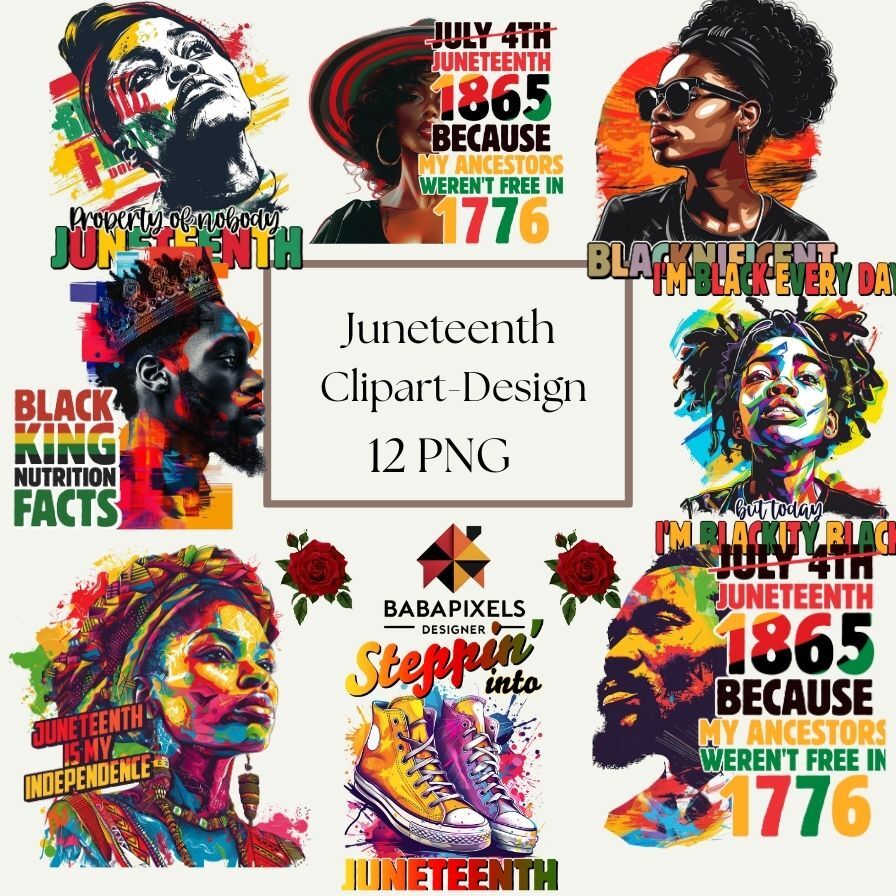Juneteenth Sublimation Clipart Bundle - 12 High-Resolution PNG Designs ...