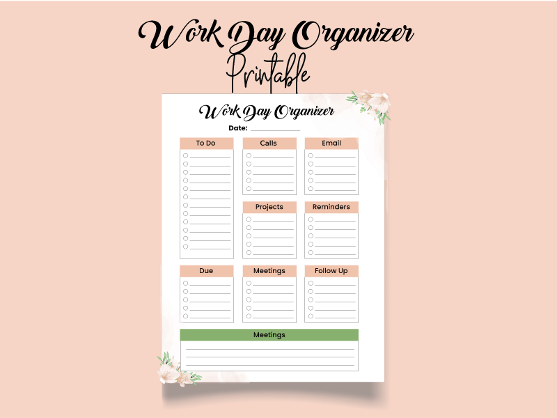 Printable Work Day Organizer [Free]